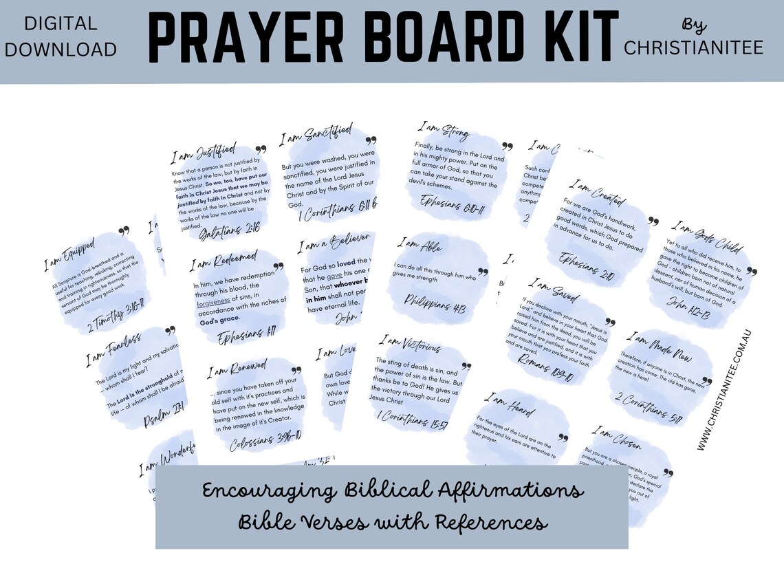 Prayer Board Printable Kit, Denim Theme, Bible Verse, Scripture Gift ...