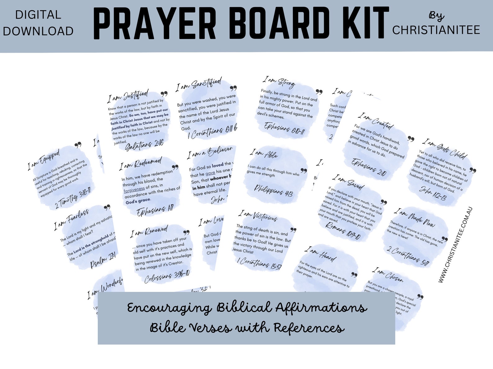 Prayer Board Printable Kit, Denim Theme, Bible Verse, Scripture Gift ...