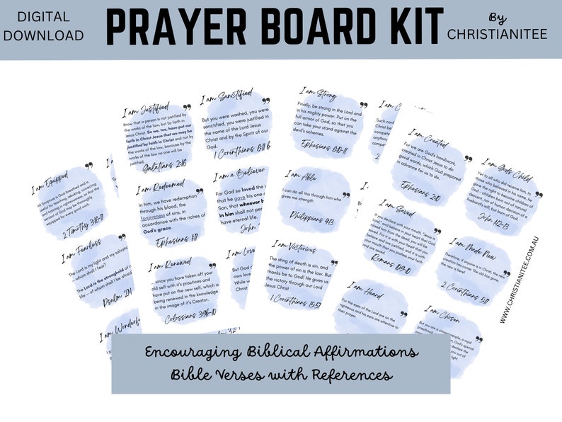 Prayer Board Printable Kit, Denim Theme, Bible Verse, Scripture Gift ...