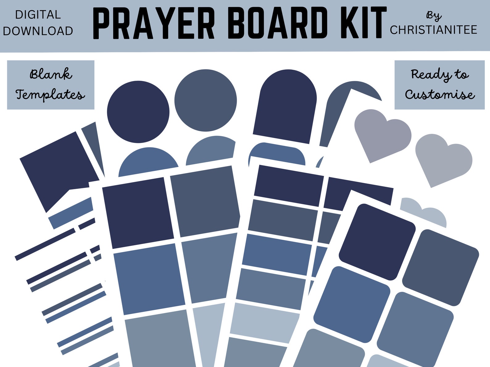 Prayer Board Printable Kit, Denim Theme, Bible Verse, Scripture Gift ...