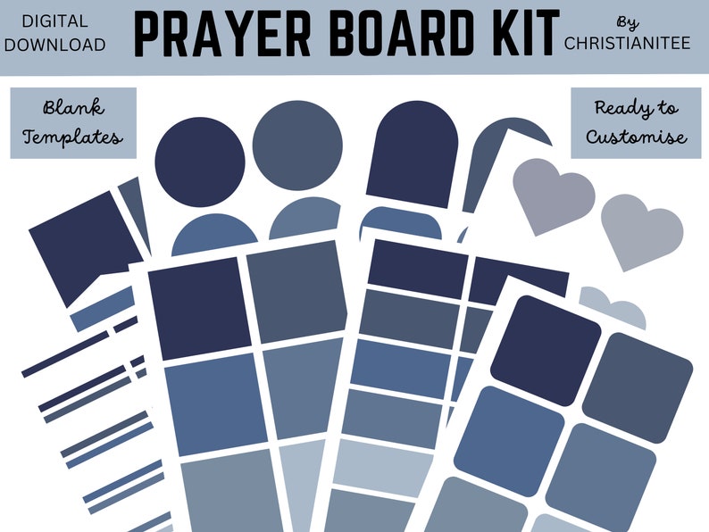 Prayer Board Printable Kit, Denim Theme, Bible Verse, Scripture Gift ...