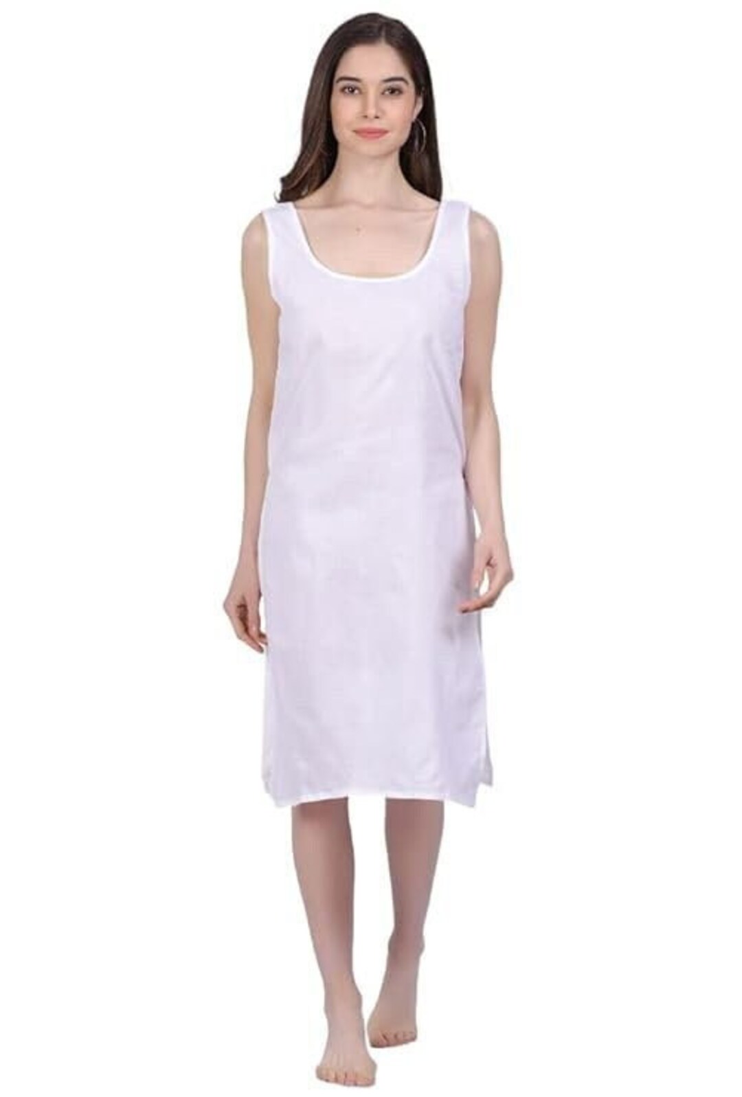 White Cotton Inner for Women Full Camisole Slips for Kurta Kurti Dress ...