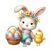 12 Easter Bunny Clipart, Rabbit, Eggs, Watercolor Clipart, Cute Baby ...