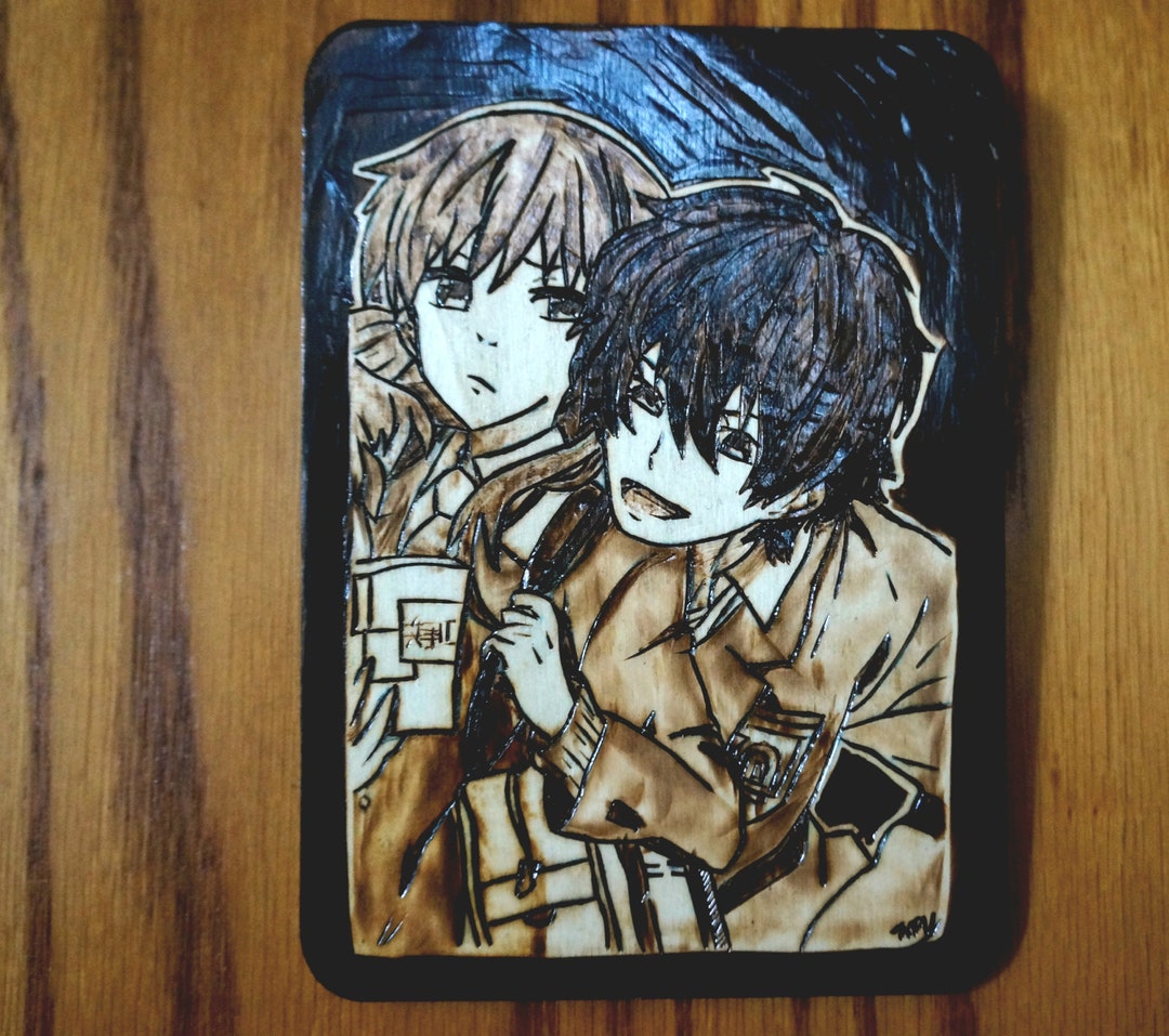 Anime Woodburn Pyrography Fanart Plaque Shizuku X Haru - Etsy