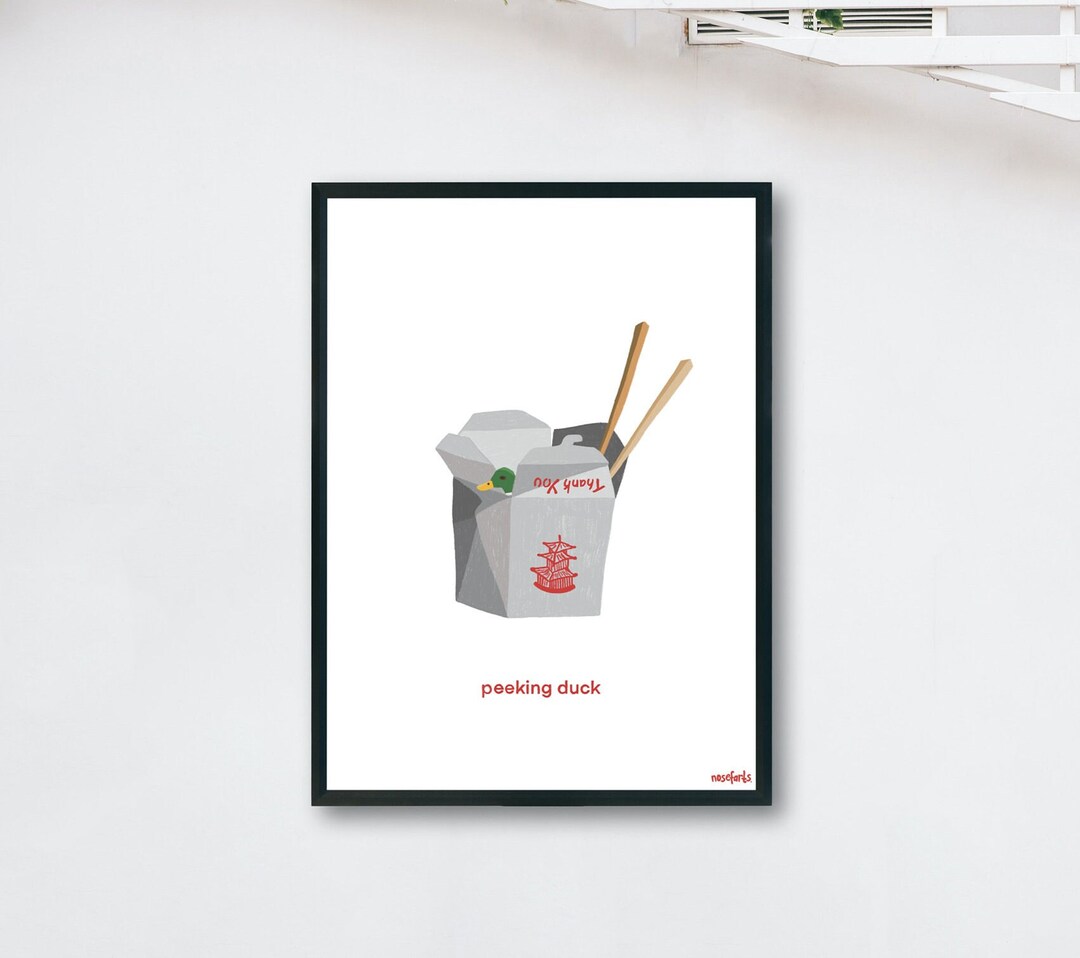 Peeking Duck Illustrated Printable Wall Art - Downloadable Poster Print ...