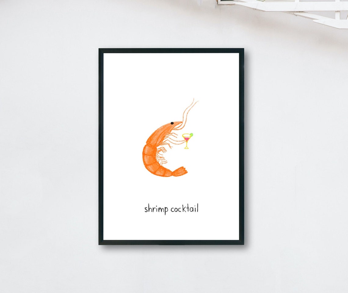 Shrimp Cocktail Punny - Trendy Printable Wall Art - Funky Downloadable ...