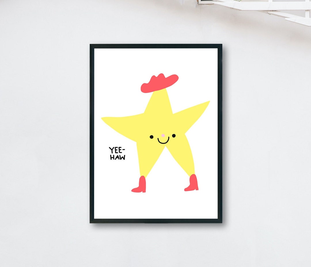 Yee-haw Cowboy Star - Trendy Printable Wall Art - Funky Downloadable ...