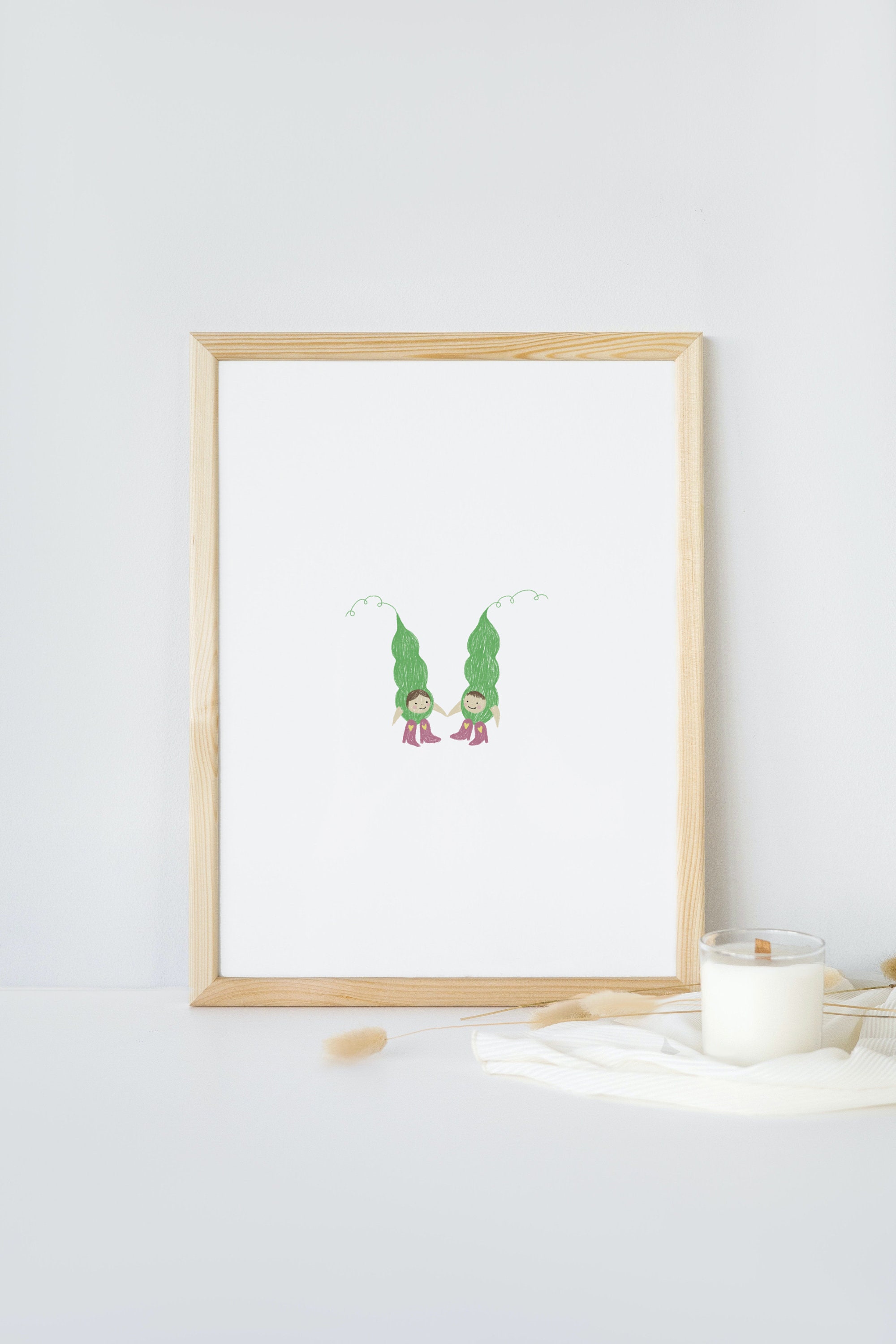 Two Peas in Seperate Pods Illustrated Printable Wall Art - Downloadable ...