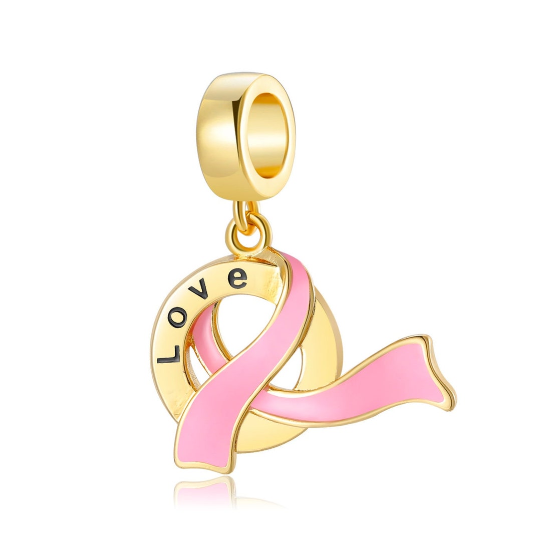 Breast Cancer Awareness Pink Ribbon Charms 925 Sterling Silver, Breast ...