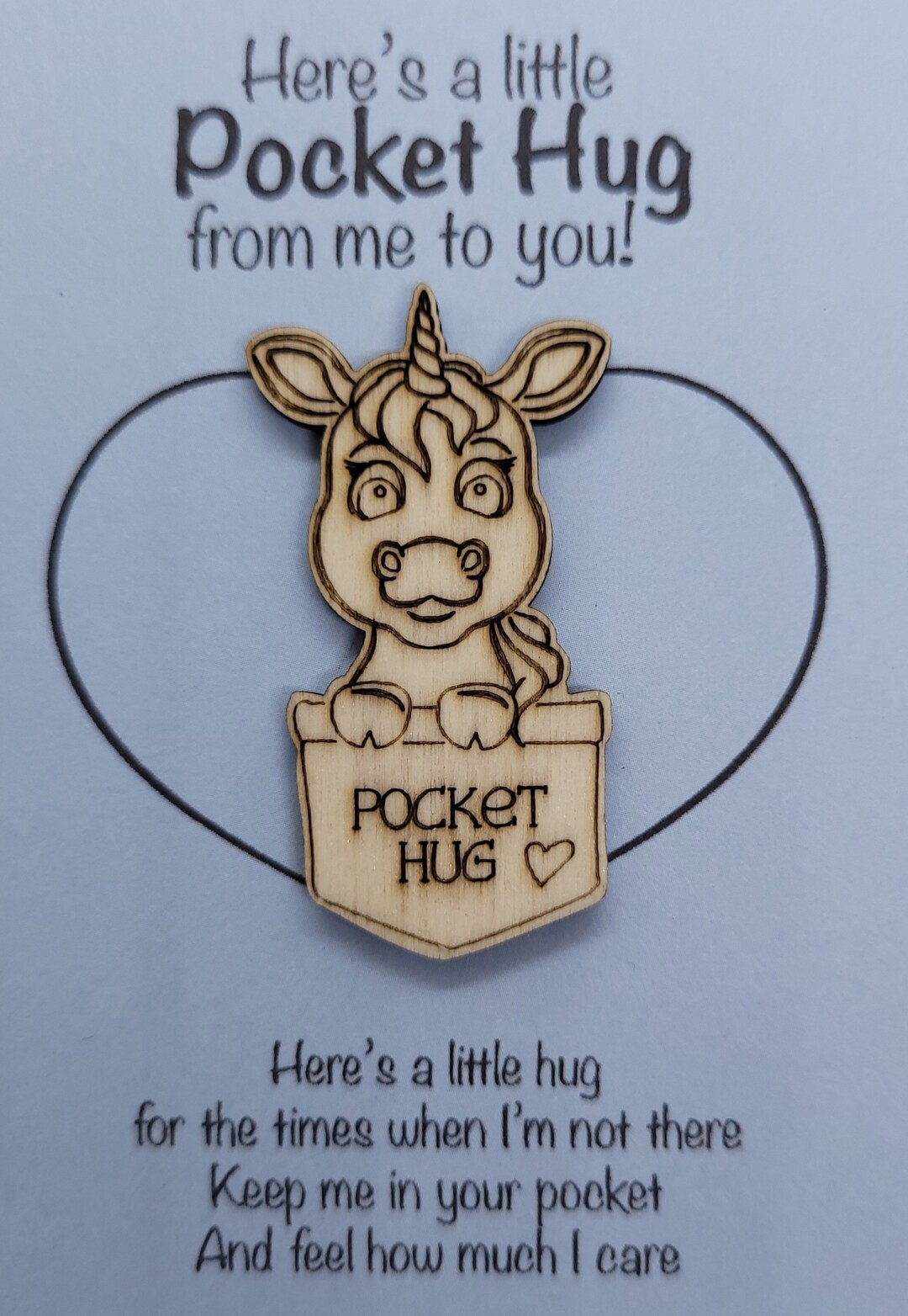 Unicorn Handmade Wooden Pocket Hug Token Love Gift Little Pocket Hug ...
