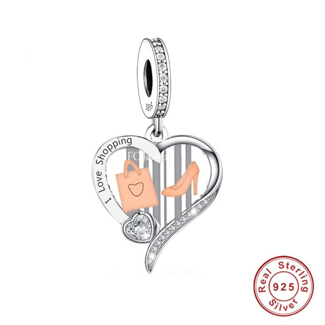 I Love Shopping Charm European Style Bracelets, 925 Sterling Silver ...