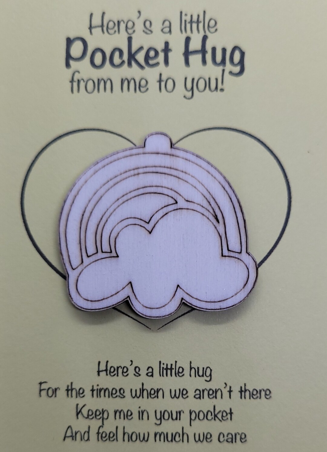 Rainbow Handmade Wooden Pocket Hug Token Love Gift Little Pocket Hug ...