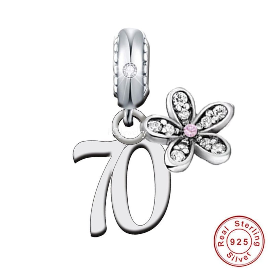 70th Birthday Celebration, 925 Sterling Silver 70th Birthday Dangle ...