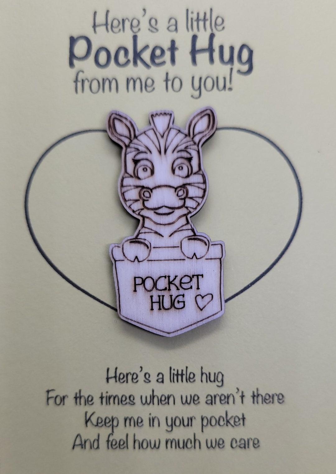 Zebra Handmade Wooden Pocket Hug Token Love Gift Little Pocket Hug ...
