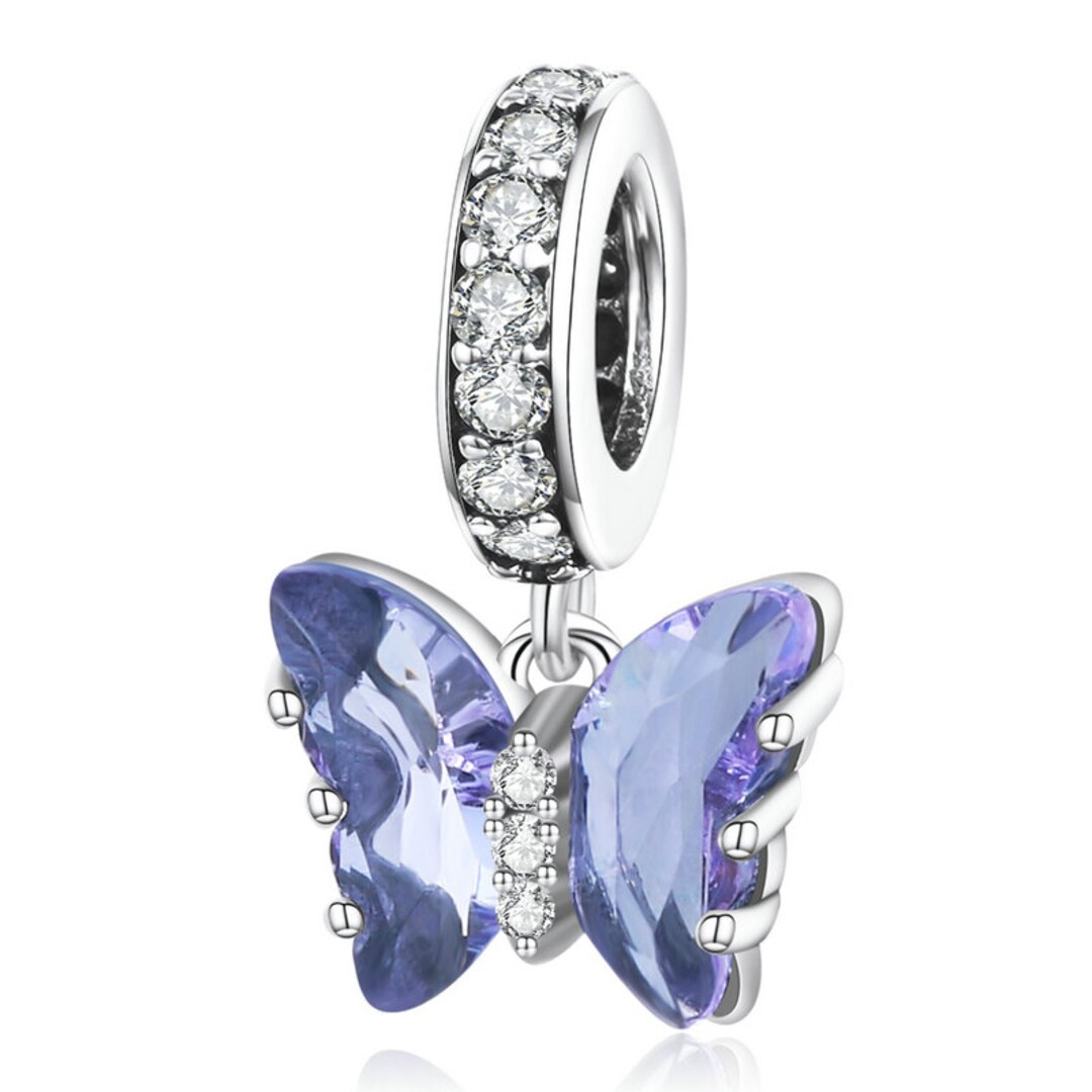 Blue/purple Butterfly Charm 925 Sterling Silver Charm, Butterfly Charm ...