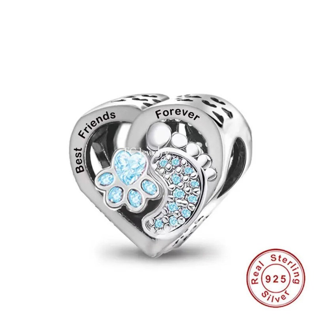Dog Paw Charm & Footprint Charm Best Friends Charm 925 Sterling Silver ...