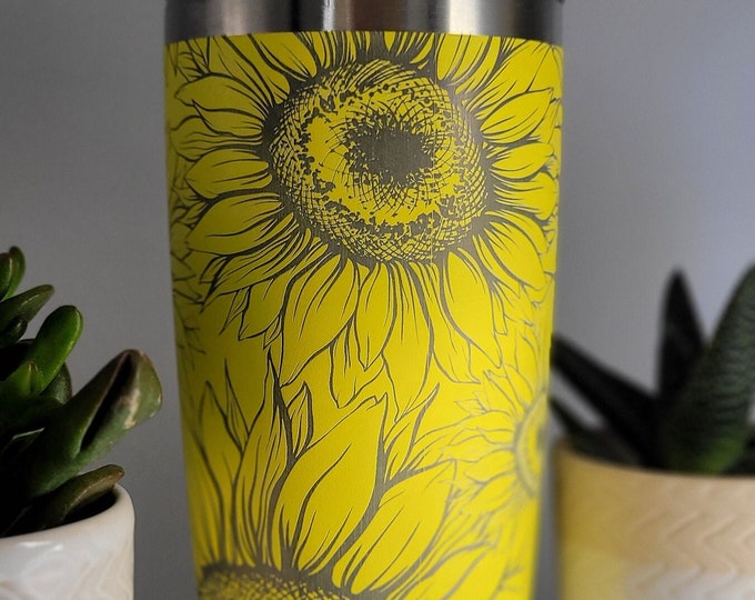 Yeti Slim Colster Alpine Yellow Sunflower - Laser Engraved 360 Degree ...