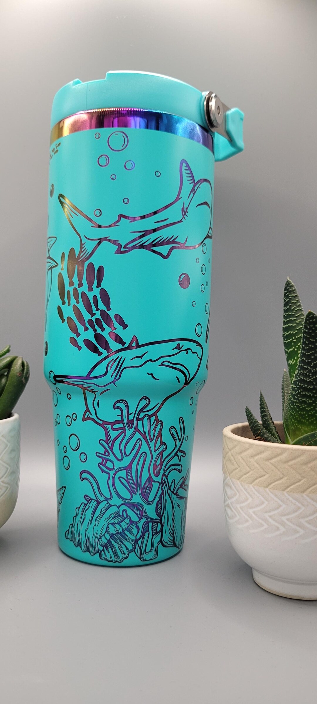 Shark, Ocean, Under the Sea Laser Engraved 30oz Double Wall Insulated ...