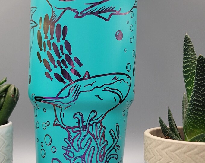 Shark, Ocean, Under the Sea Laser Engraved 30oz Double Wall Insulated ...