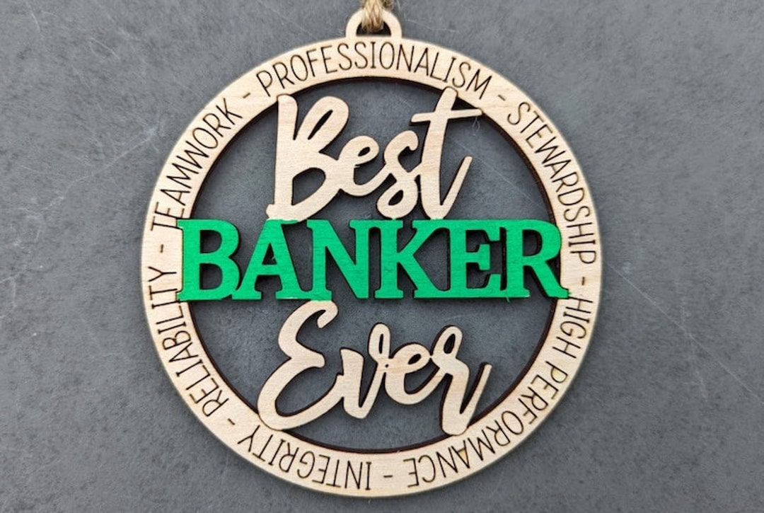 DIY Paint Your Own Wooden Best Banker Ever Gift Tag, Banker Ornament ...