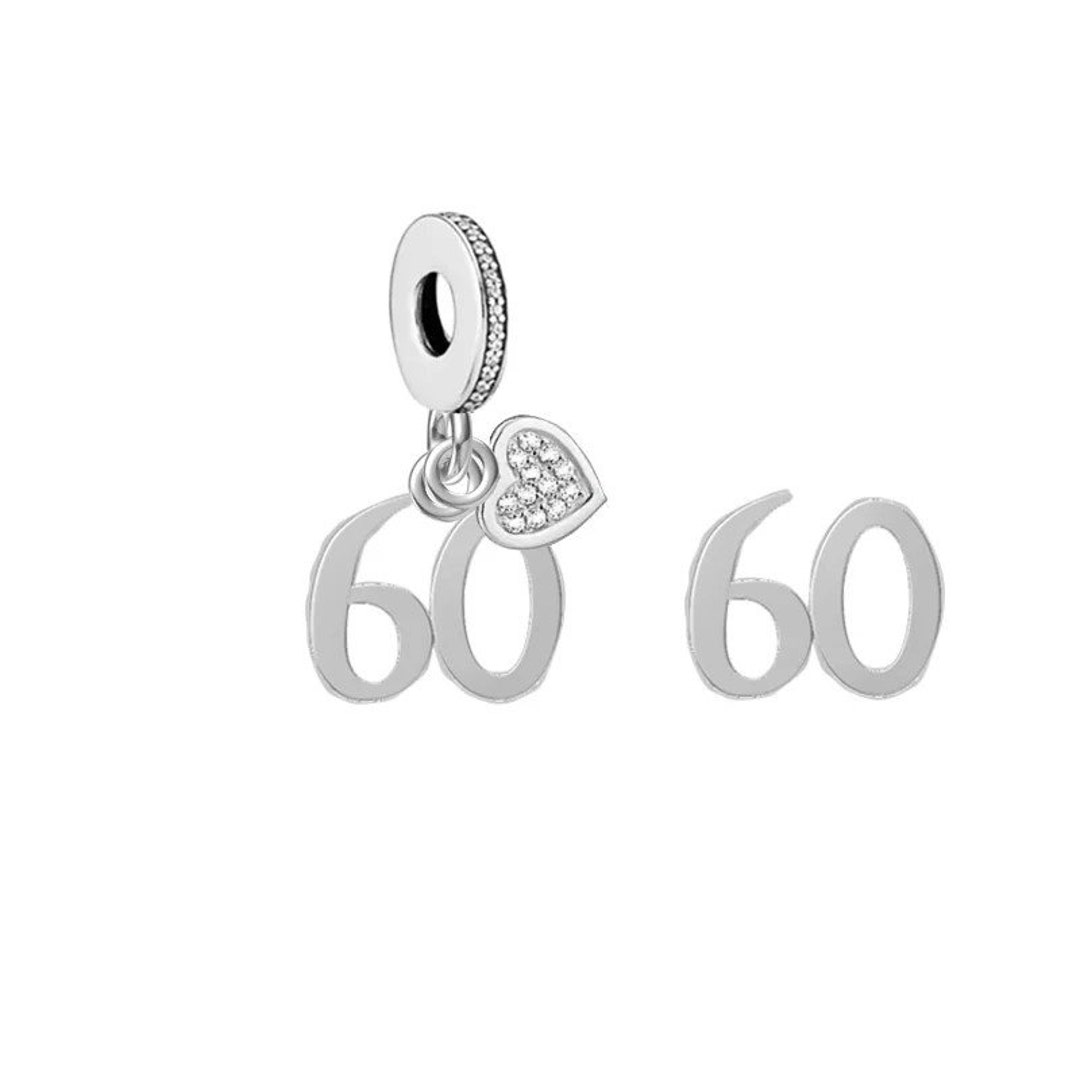 60th Numbers Anniversary Birthday Charms Fit All Major Brands of Charm ...