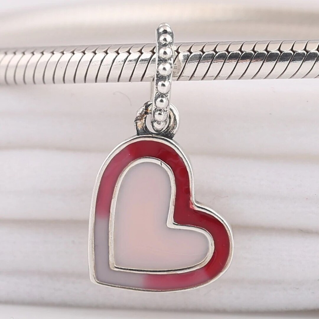 Red Heart Charm, Swiss Charm, Red Cross Heart Pendant Dangle Charm, 925 ...