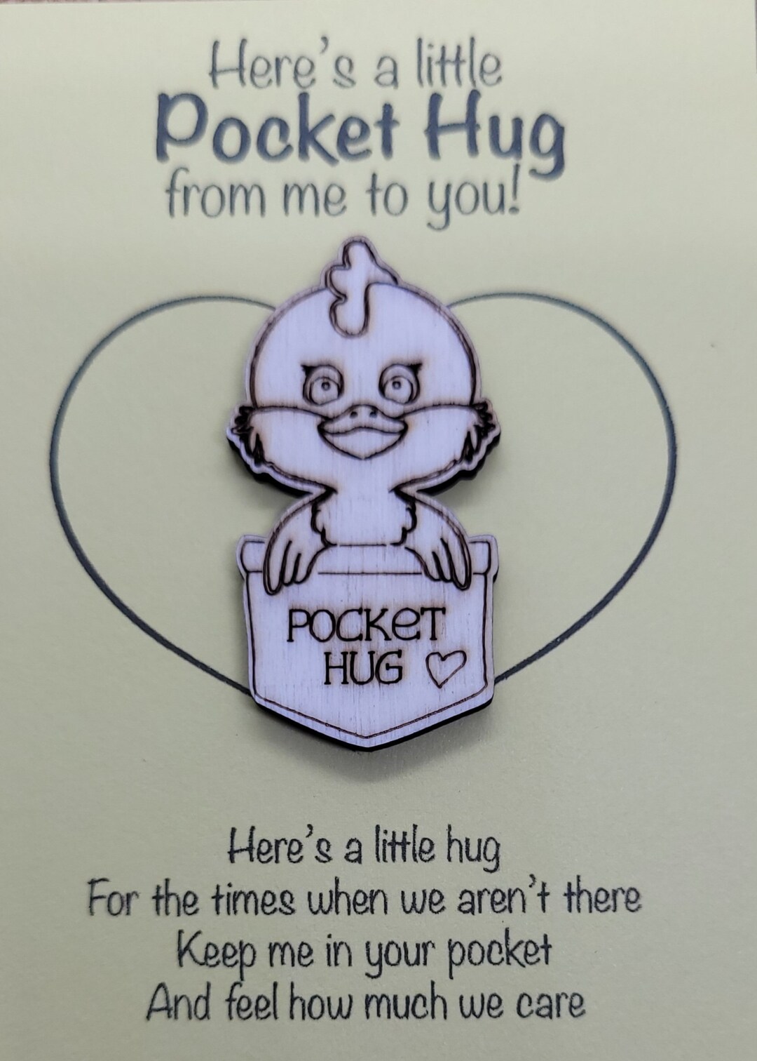 Chick Handmade Wooden Pocket Hug Token Love Gift Little Pocket Hug ...