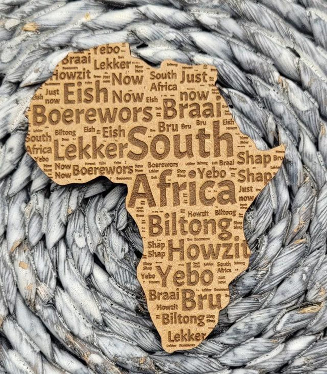 South African Slang Map Fridge Magnet Wooden Custom Engraved Ornament ...