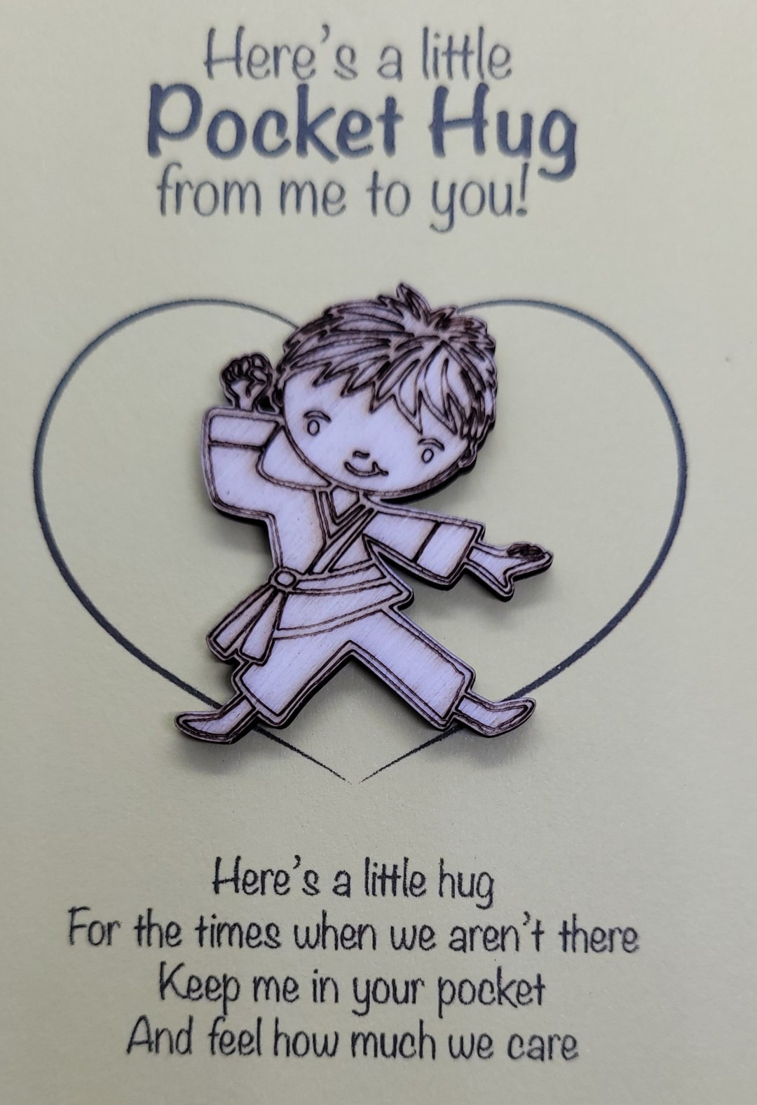 Karate Handmade Wooden Pocket Hug Token Love Gift Little Pocket Hug ...