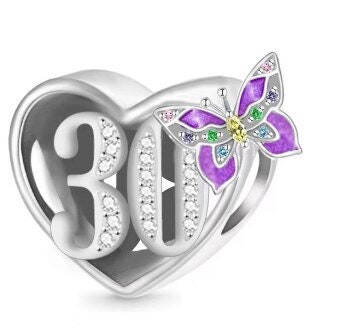 30th Numbers Anniversary Birthday Charms Fit Bracelets Dangle Charm ...
