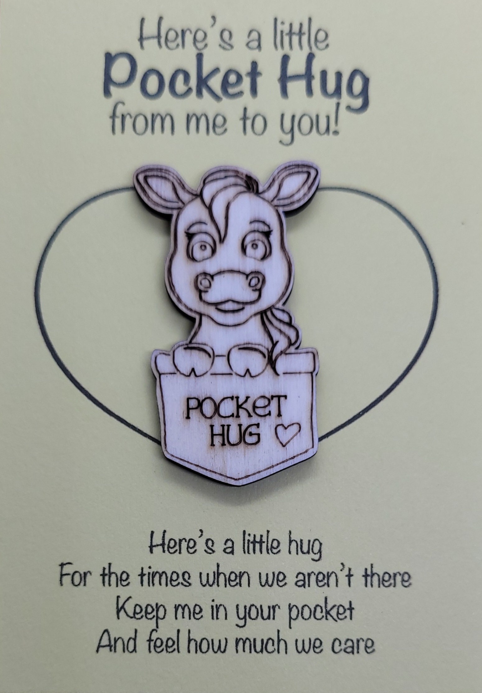 Horse Handmade Wooden Pocket Hug Token Love Gift Little Pocket Hug ...