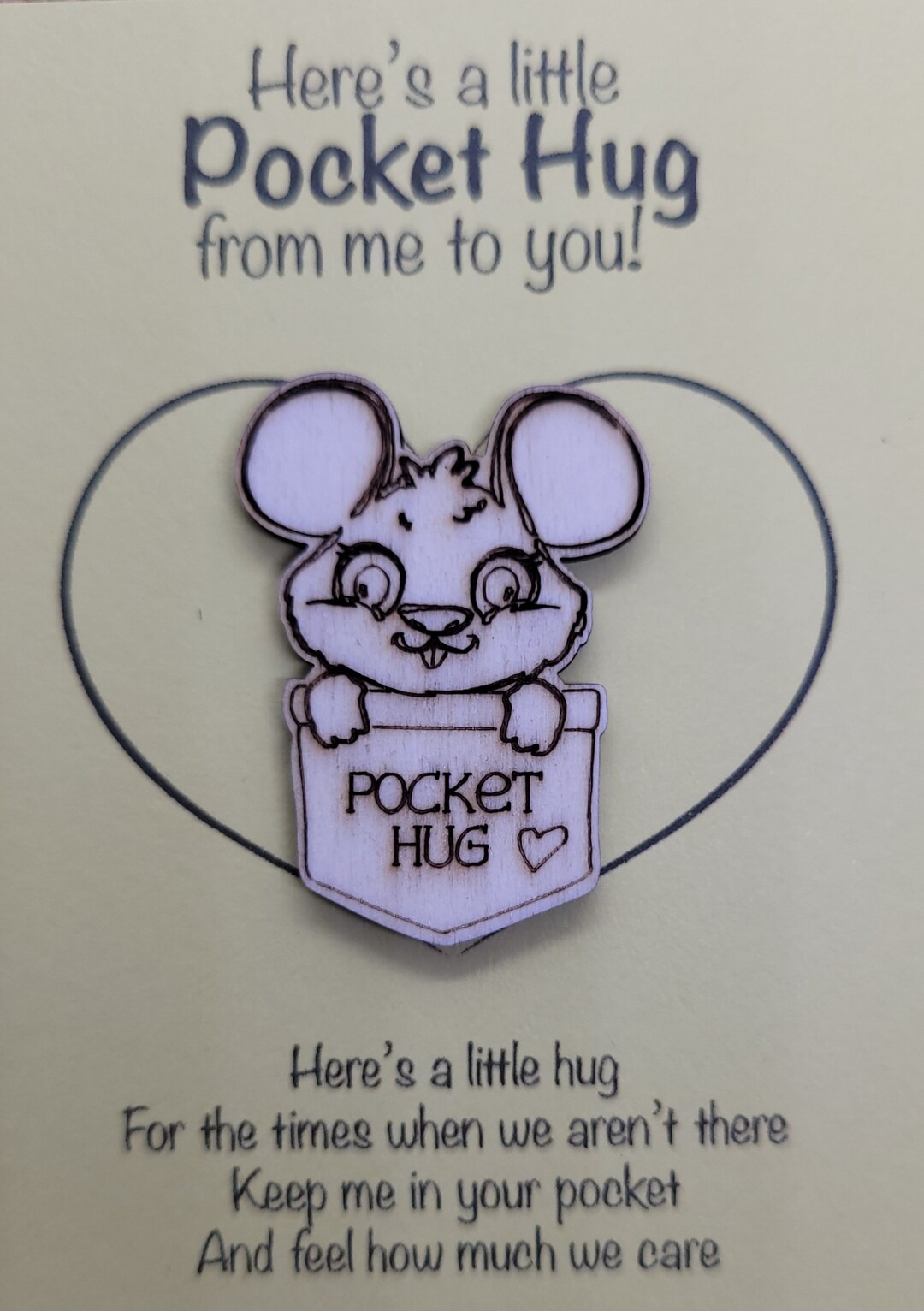 Mouse Handmade Wooden Pocket Hug Token Love Gift Little Pocket Hug ...