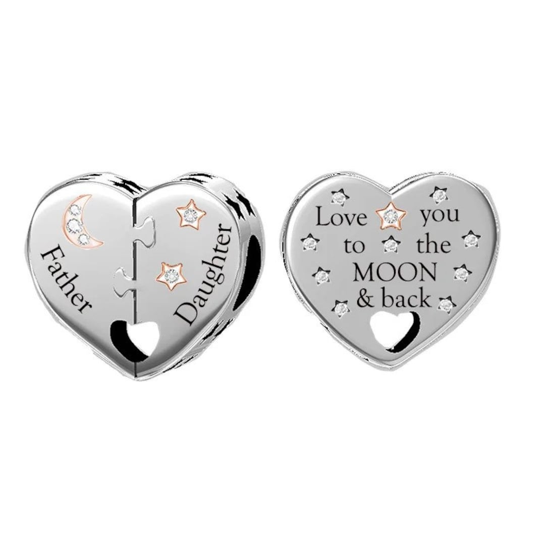 Father & Daughter Heart Charms Bracelet, 925 Sterling Silver, Dad ...