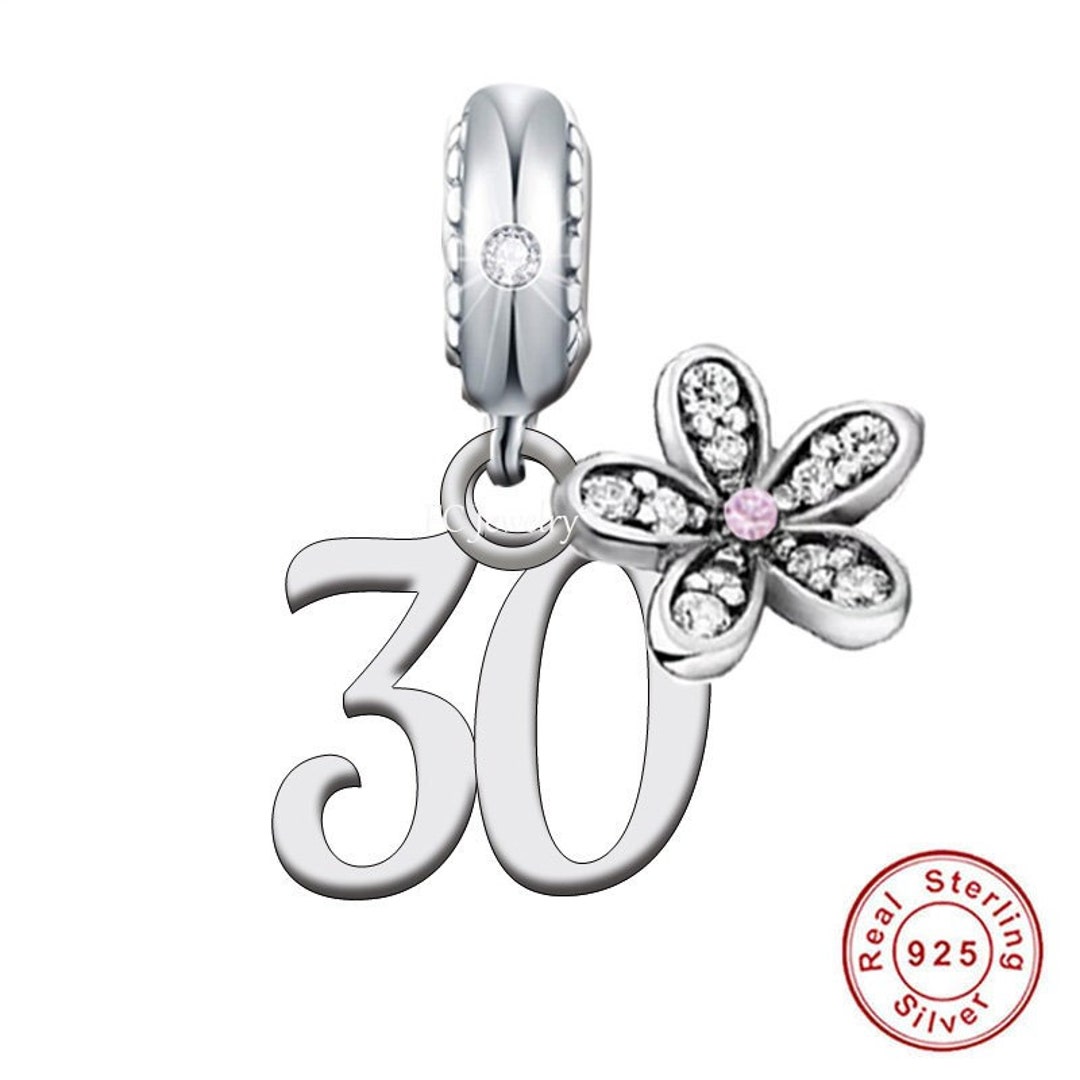 30th Numbers Anniversary Birthday Charms Bracelets Dangle Charm Bead ...