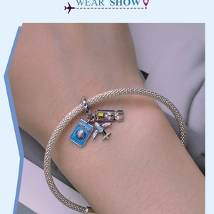 Airplane Passport World Map Travel European Style Charm Sterling Silver ...