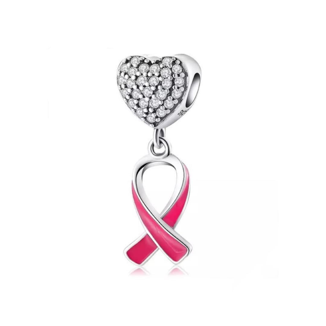 Breast Cancer Awareness Charm for Bracelets, 925 Sterling Silver Breast ...
