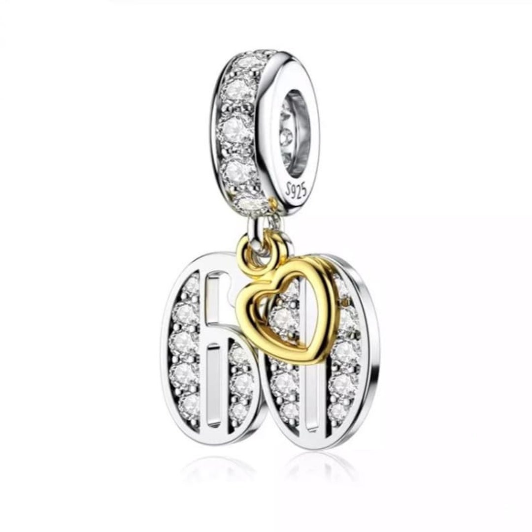 60th Numbers Anniversary Birthday Charms Fit All Major Brands of Charm ...