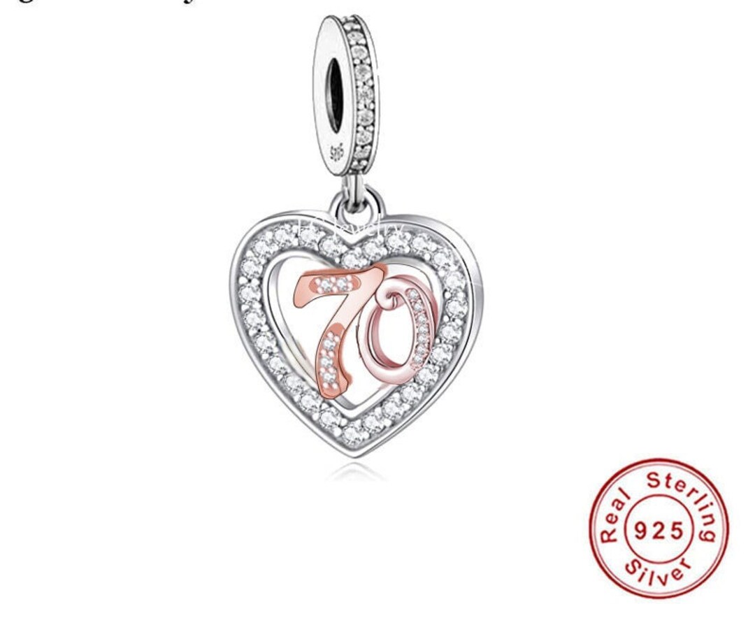 70th Birthday Celebration, 925 Sterling Silver 70th Birthday Dangle ...