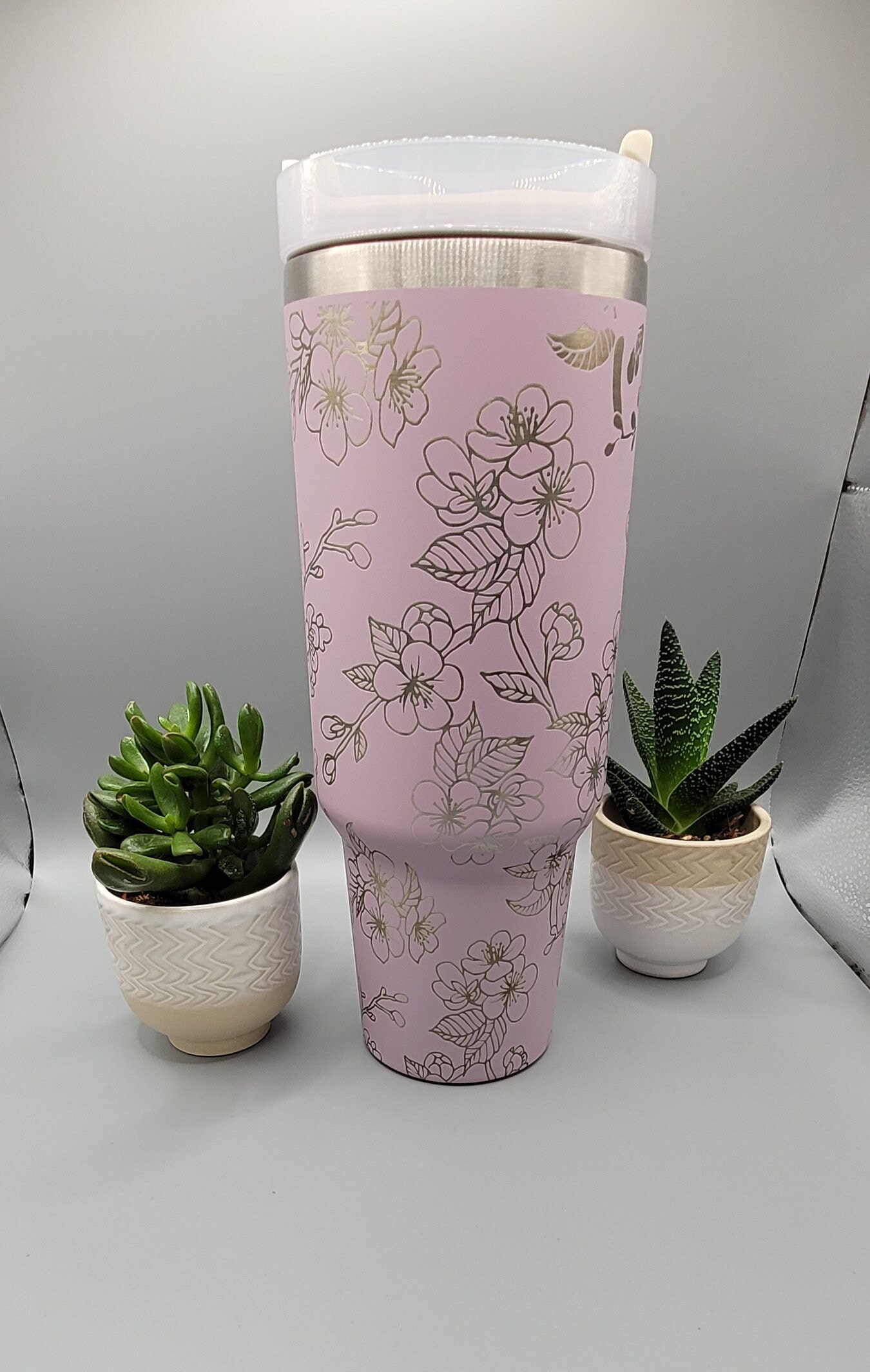 Cherry Blossoms Gift 40oz Double Wall Insulated Tumbler With Handles ...