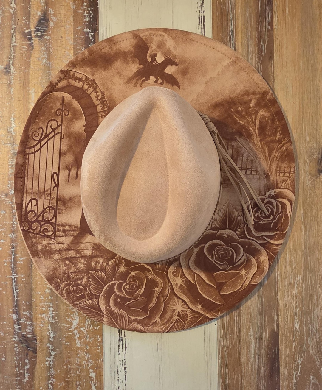 Dark Night Dragons Burned Cowgirl Cowboy Hat: Engraved Suede/felt Boho ...