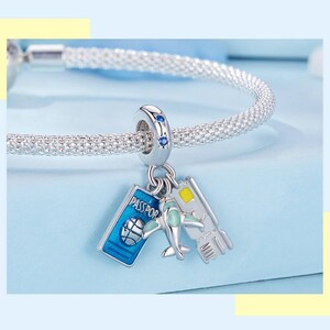 Airplane Passport World Map Travel European Style Charm Sterling Silver ...