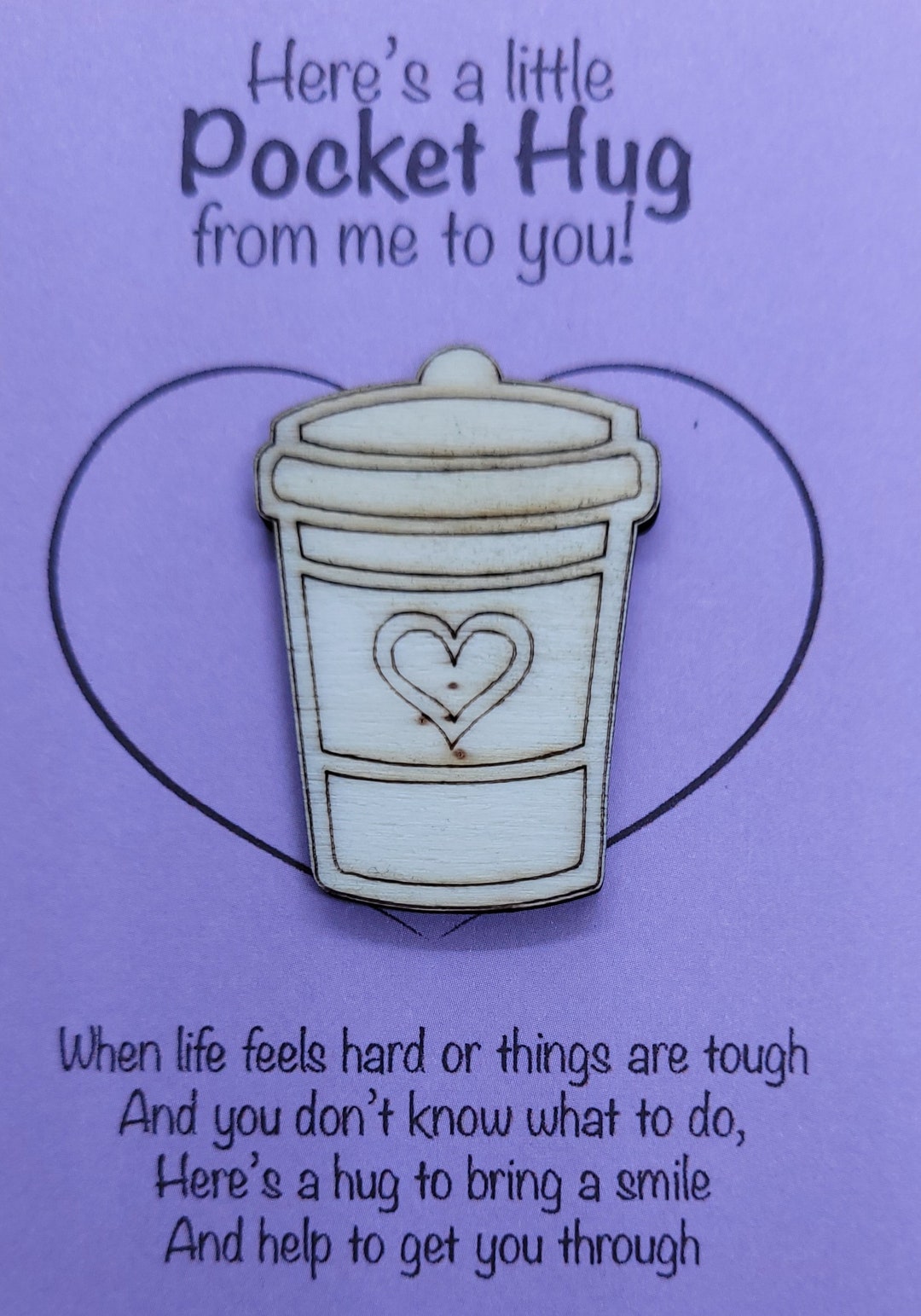 Coffee Handmade Wooden Pocket Hug Token Love Gift Little Pocket Hug ...