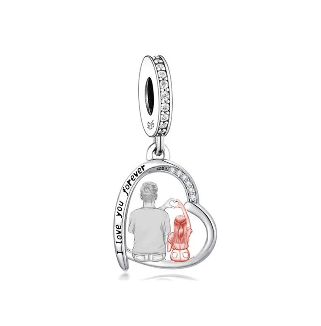 Dad and Daughter Charm / Brother and Sister Charm, 925 Sterling Silver ...