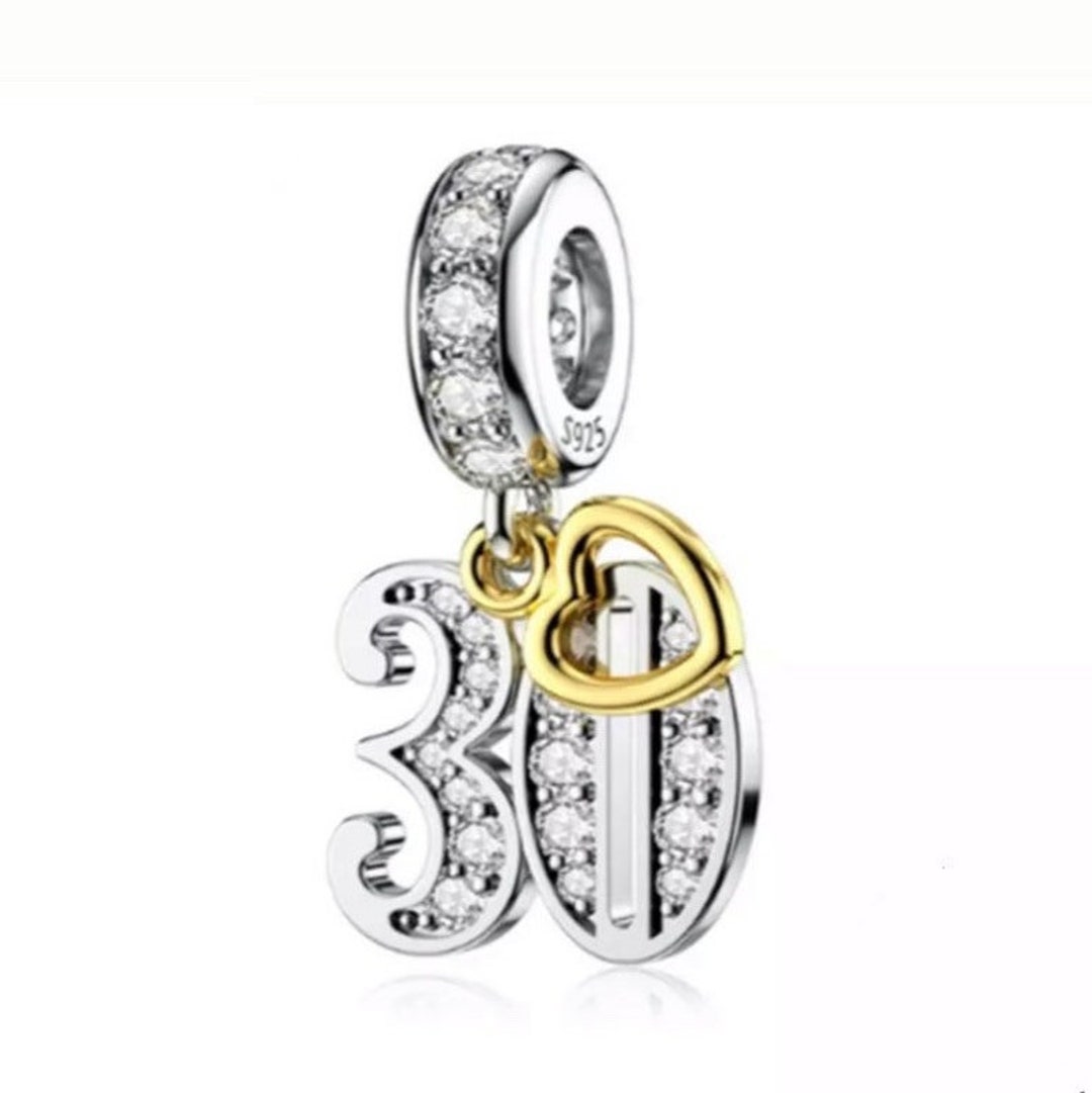 30th Numbers Anniversary Birthday Charms Fit Bracelets Dangle Charm ...