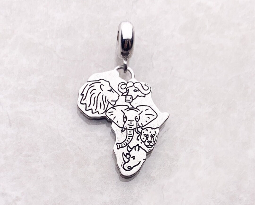 African Map Charm Africa Big Five Charm 925 Silver Charm European Style ...