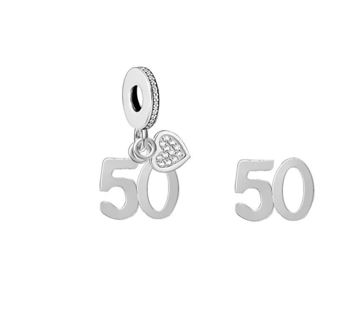 50th Birthday Celebration, 925 Sterling Silver 50th Birthday Dangle ...