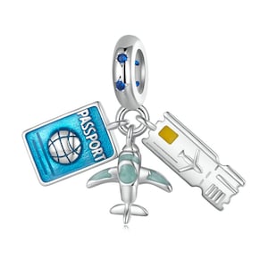 Airplane Passport World Map Travel European Style Charm Sterling Silver ...