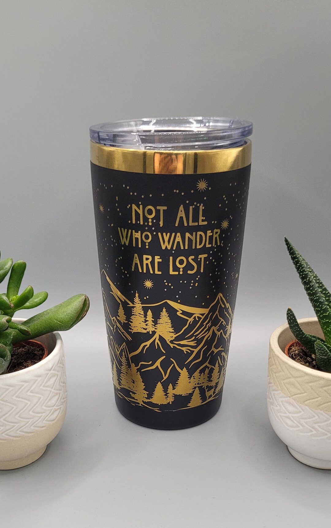 Adventure, Traveler, Wander Black and Gold Laser Engraved 20oz Double ...