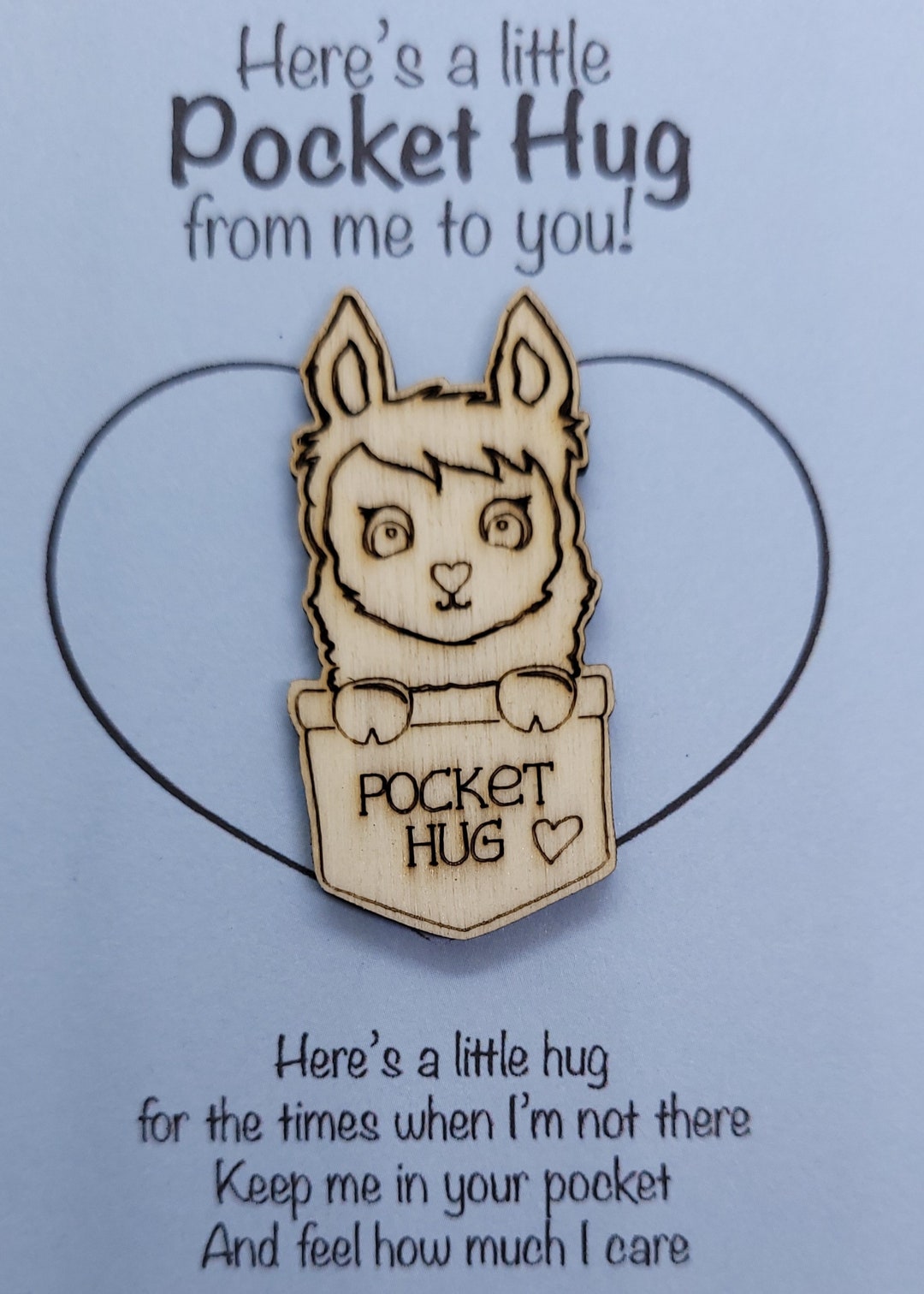 Llama Handmade Wooden Pocket Hug Token Love Gift Little Pocket Hug ...
