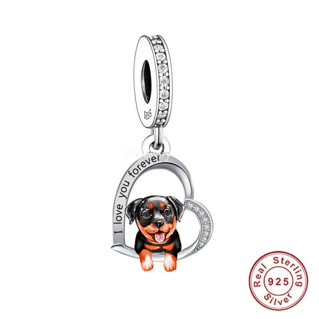 I Love You Forever Rottweiler Charm 925 Sterling Silver 'I Love You ...
